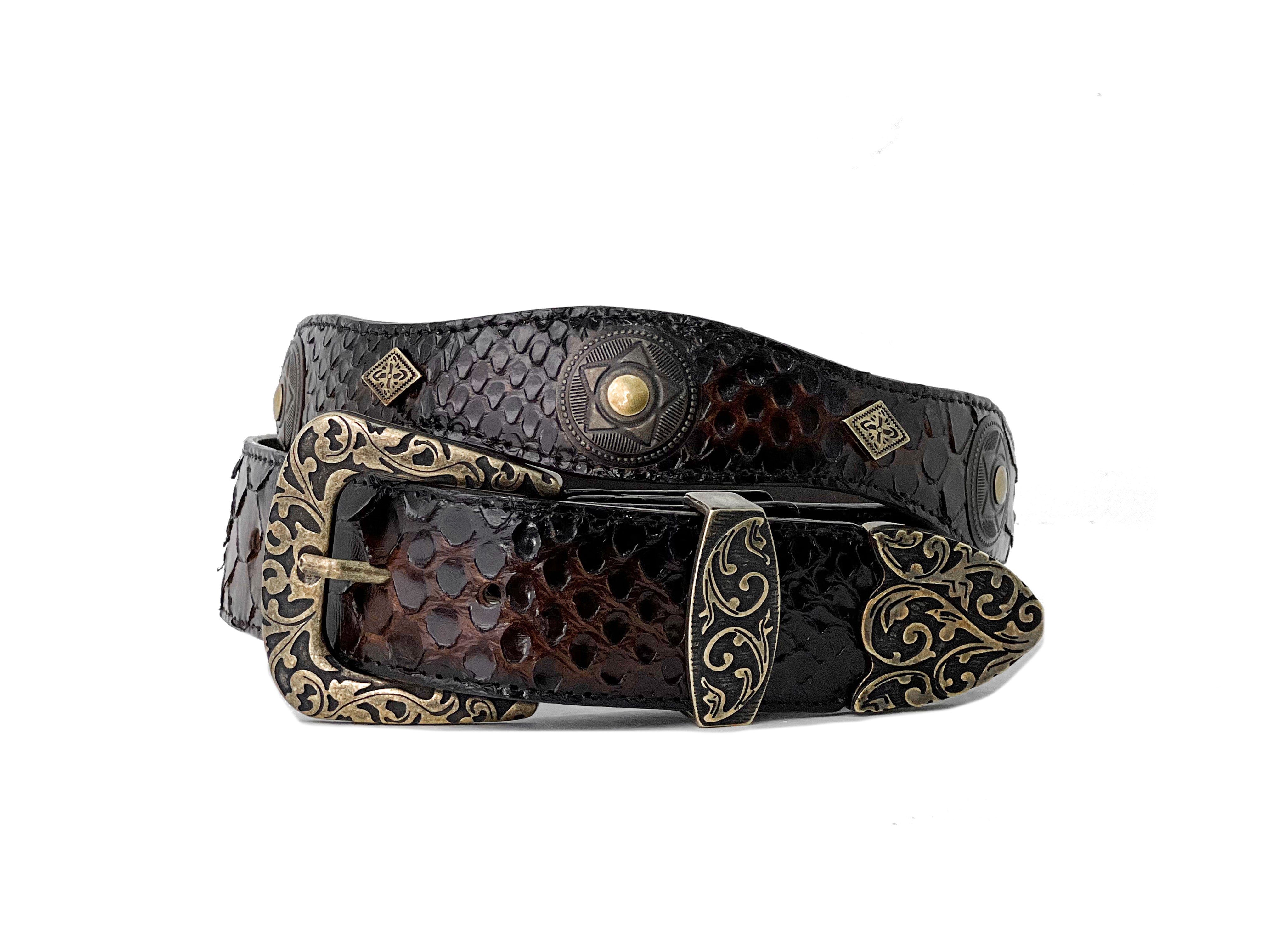 BROWN PYTHON WESTERN BELT – LuxxeMx