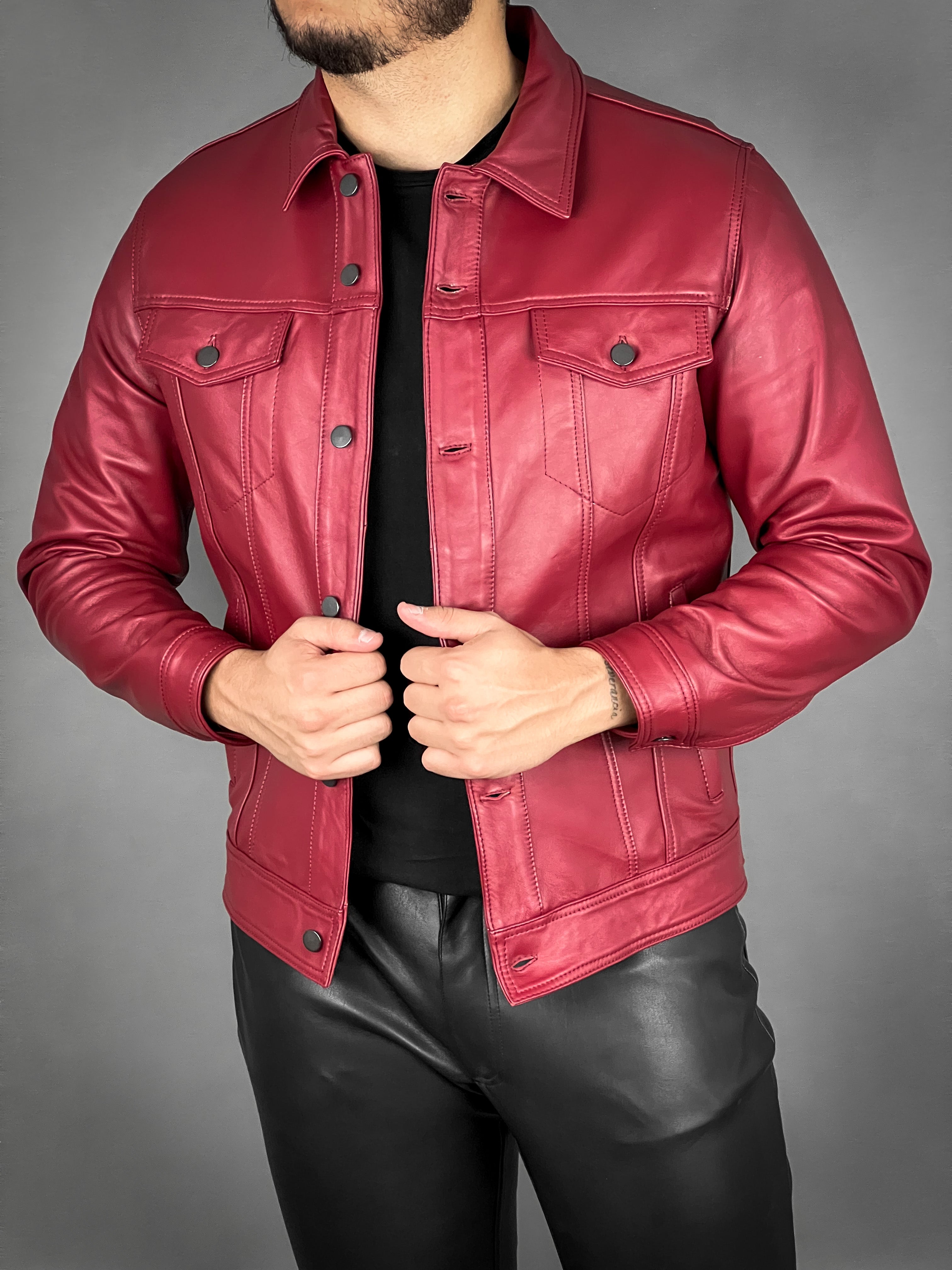 RED TRUCKER JACKET – LuxxeMx