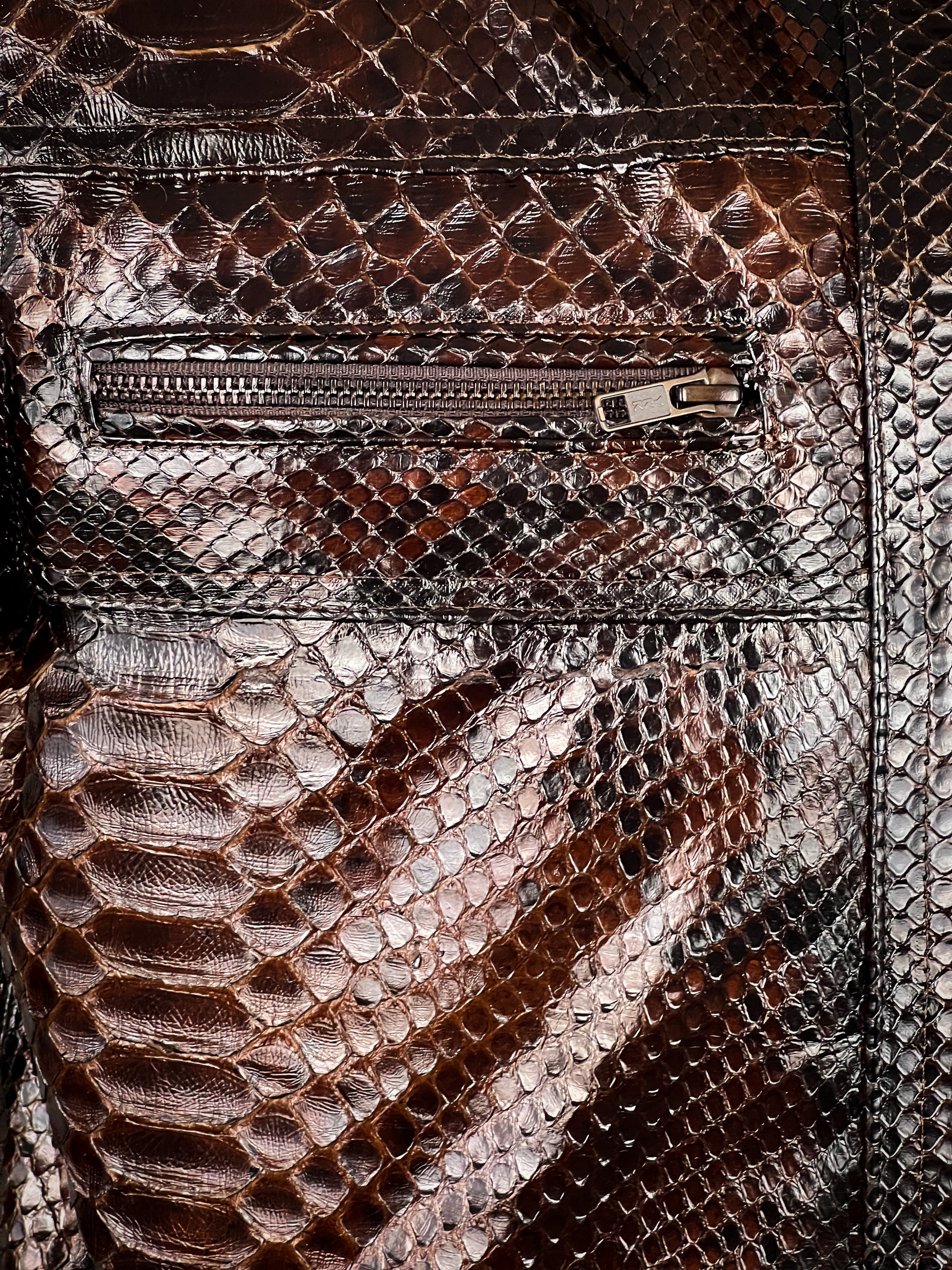 DARK BROWN PYTHON JACKET – LuxxeMx