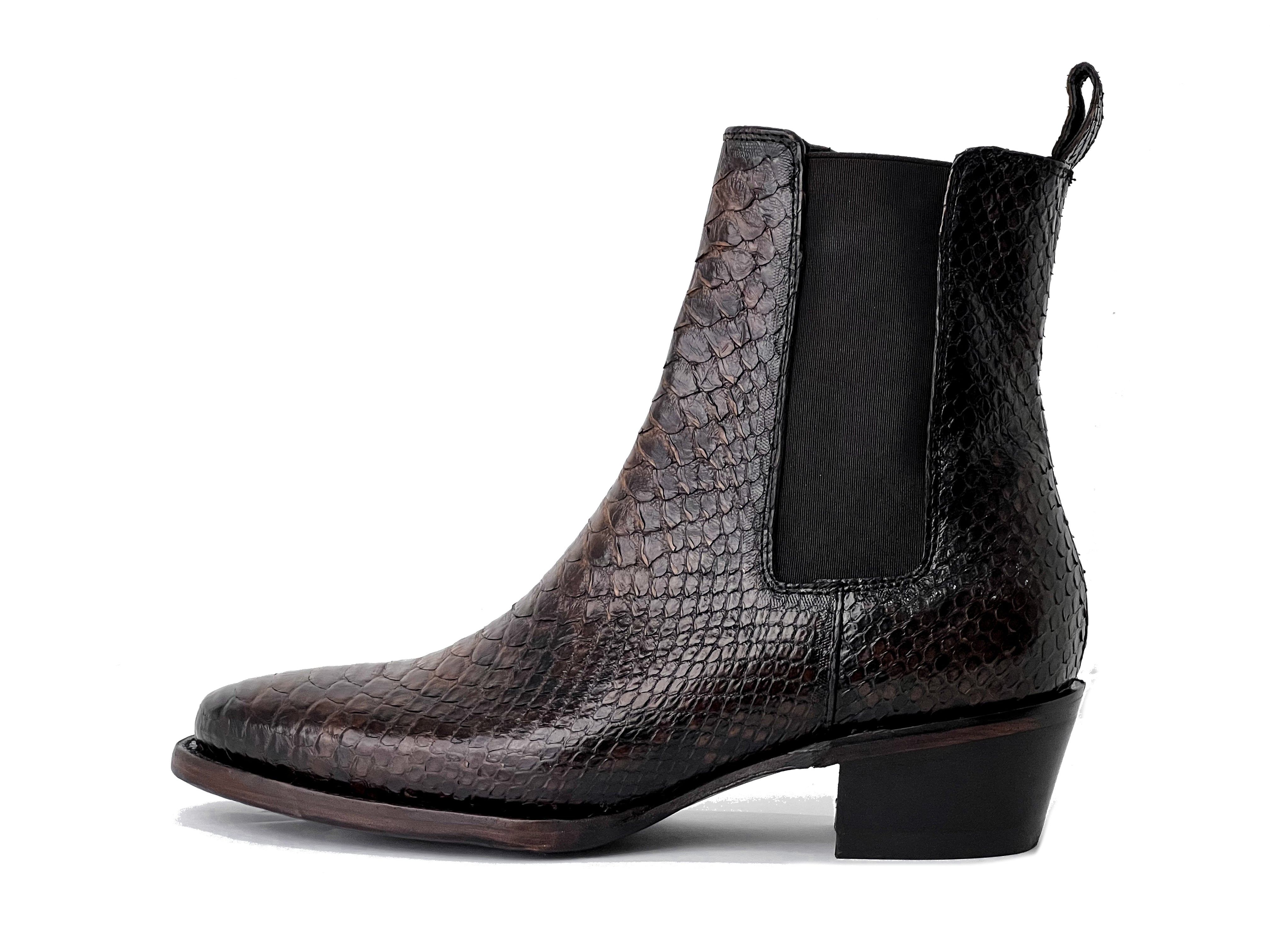 DARK BROWN PYTHON CHELSEA – LuxxeMx